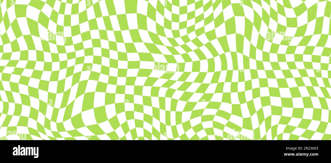 Green distorted checkerboard background. Retro psychedelic checkered ...