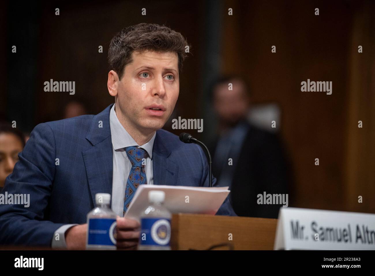 Washington, US, 16/05/2023, Samuel Altman, CEO, OpenAI, offers his opening statement during a ...