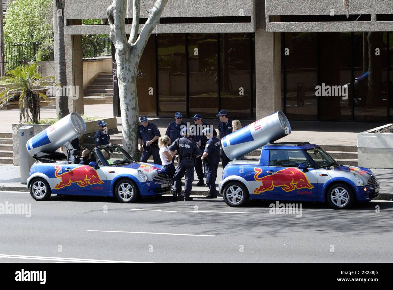 Police on duty during APEC drink 'Red Bull' energy drinks on College ...