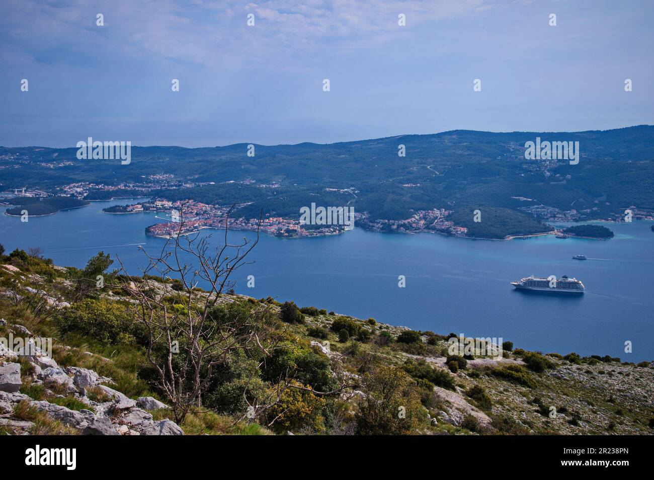 Scenic view of islands in Adriatic sea from the top of the hill Stock ...