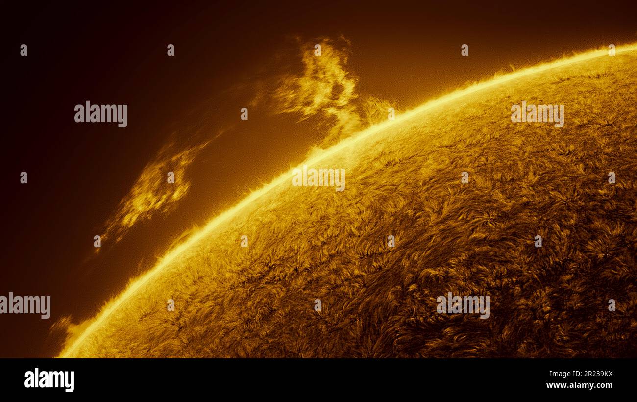 Large solar prominence releasing coronal mass ejection Stock Photo - Alamy