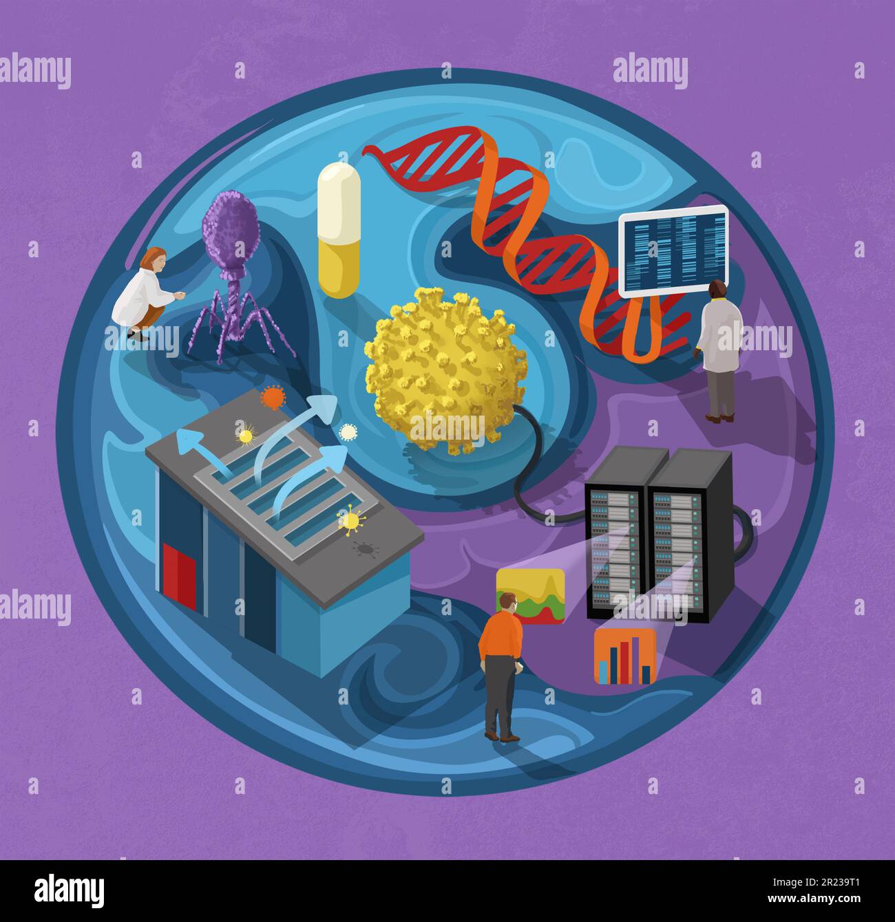 Biotech circle, conceptual illustration Stock Photo - Alamy