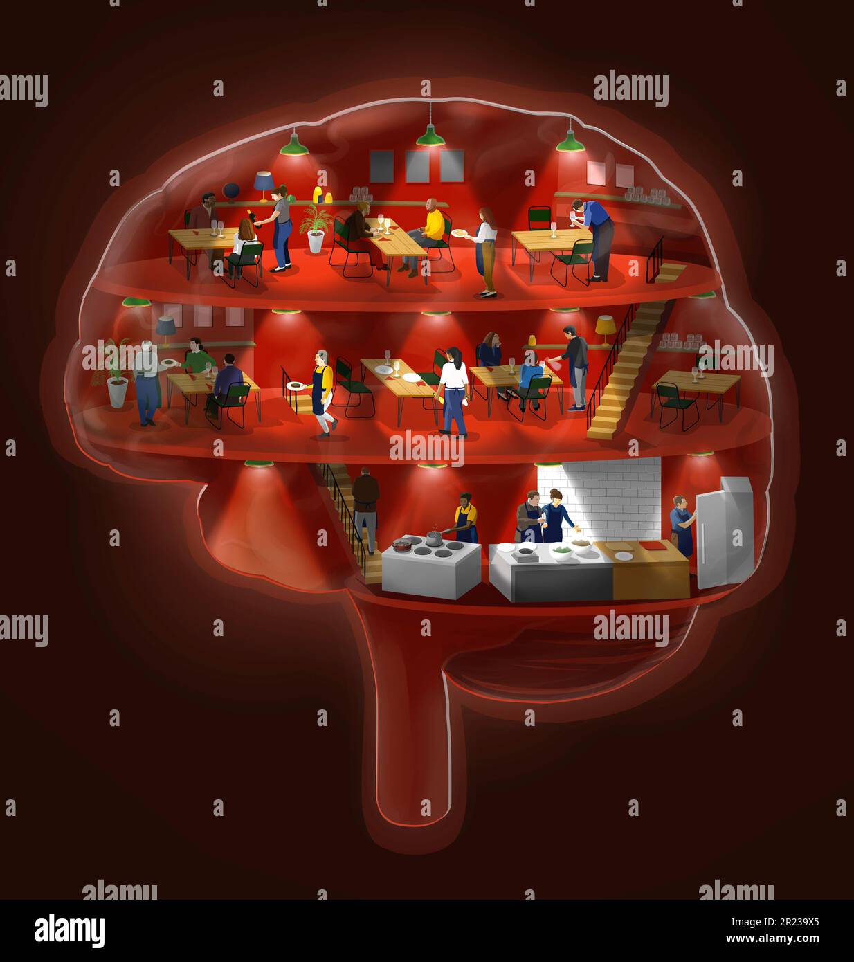 Brain restaurant, conceptual illustration Stock Photo - Alamy