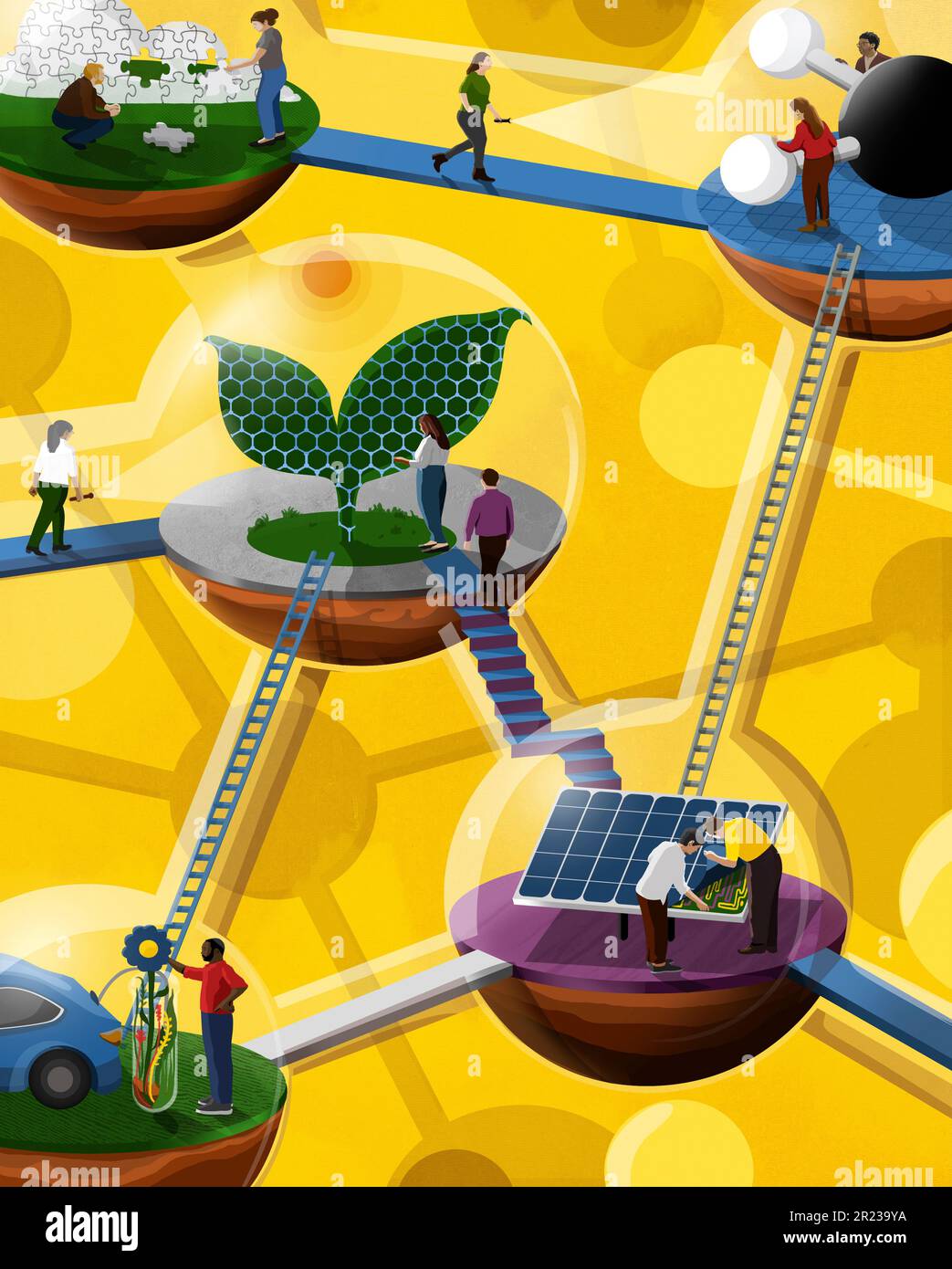 Green tech connections, conceptual illustration Stock Photo - Alamy