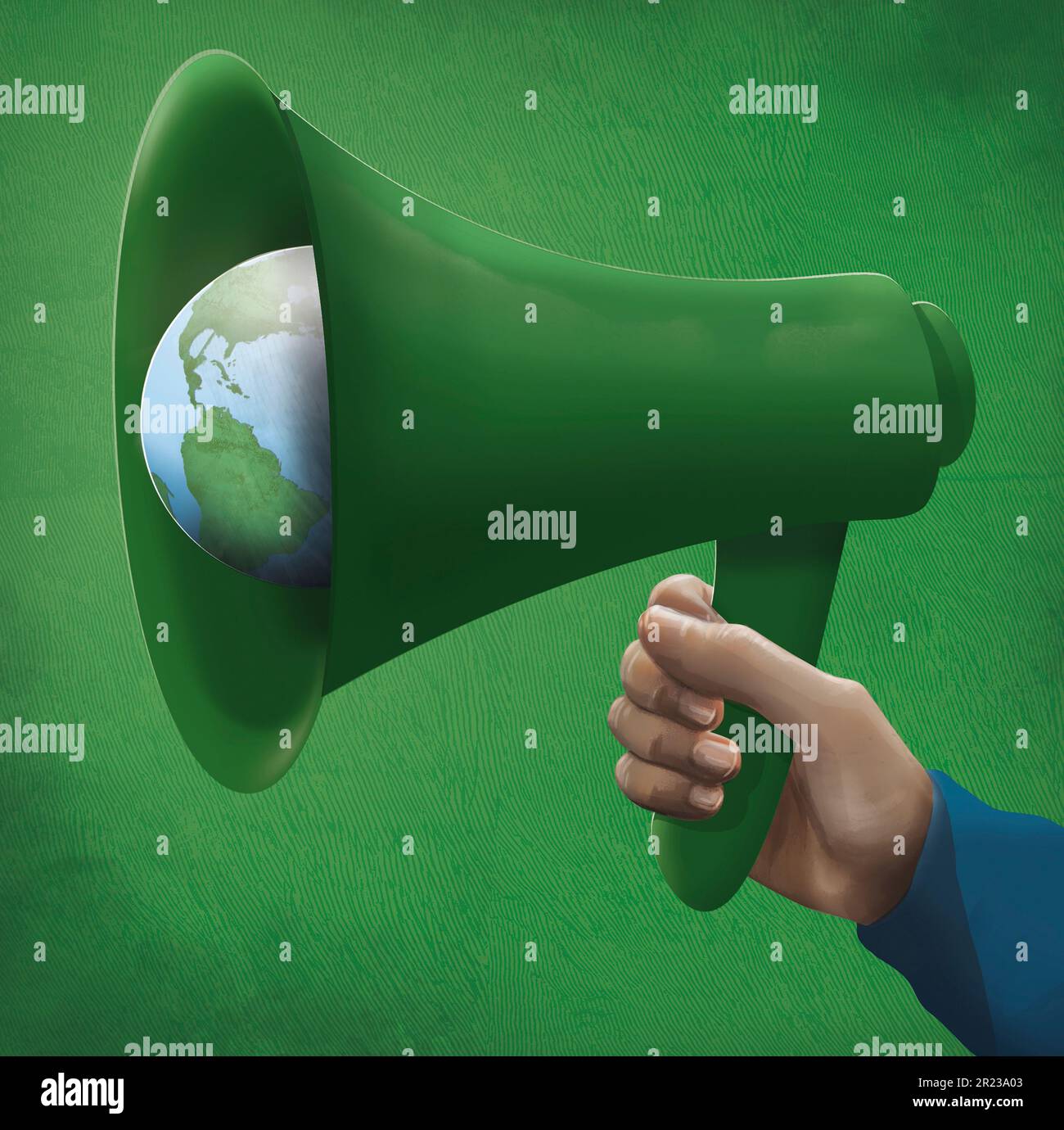Climate megaphone, conceptual illustration Stock Photo - Alamy