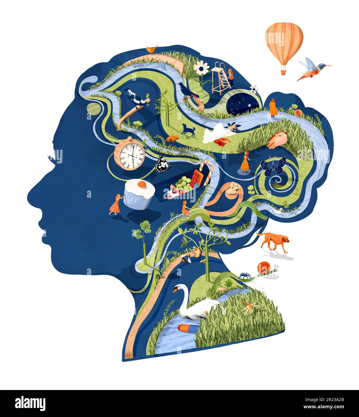 Imagination woman, conceptual illustration Stock Photo - Alamy