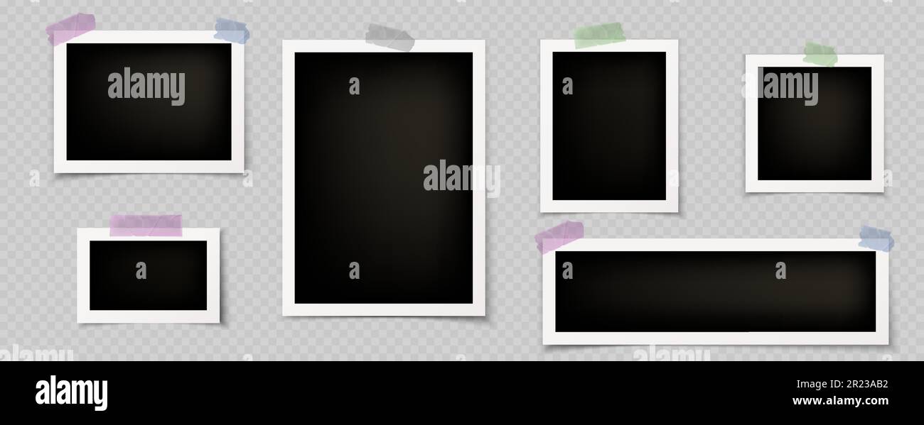 Image collage with photo frames. Template of album, gallery wall with ...