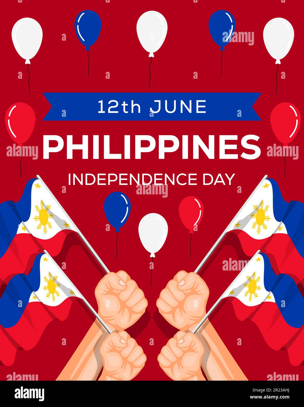 Philippines independence day illustration with hands holding ...