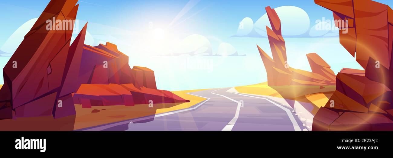 Canyon desert road landscape vector background illustration. Arizona ...