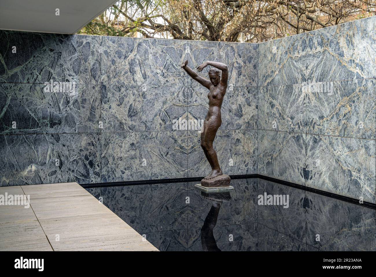 Alba sculpture by Georg Kolbe in the Mies Van der Rohe Pavilion in ...