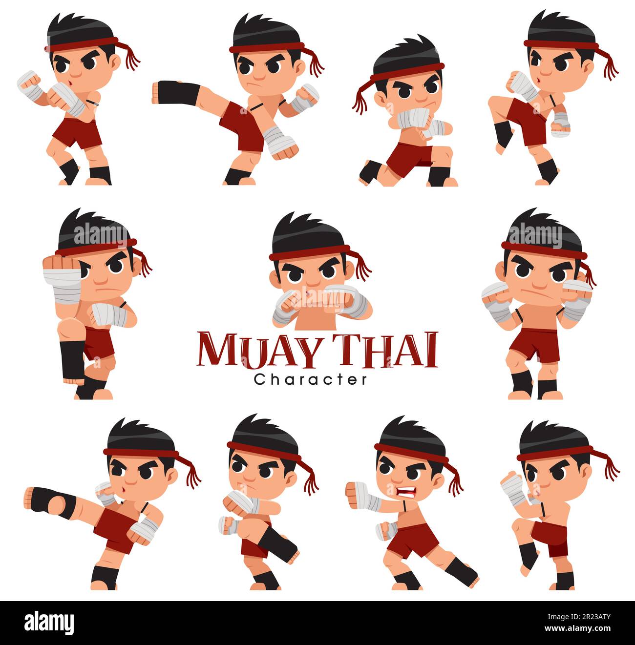 Vector illustration of Cartoon Thai Boxing, Muay Thai boxing Stock ...