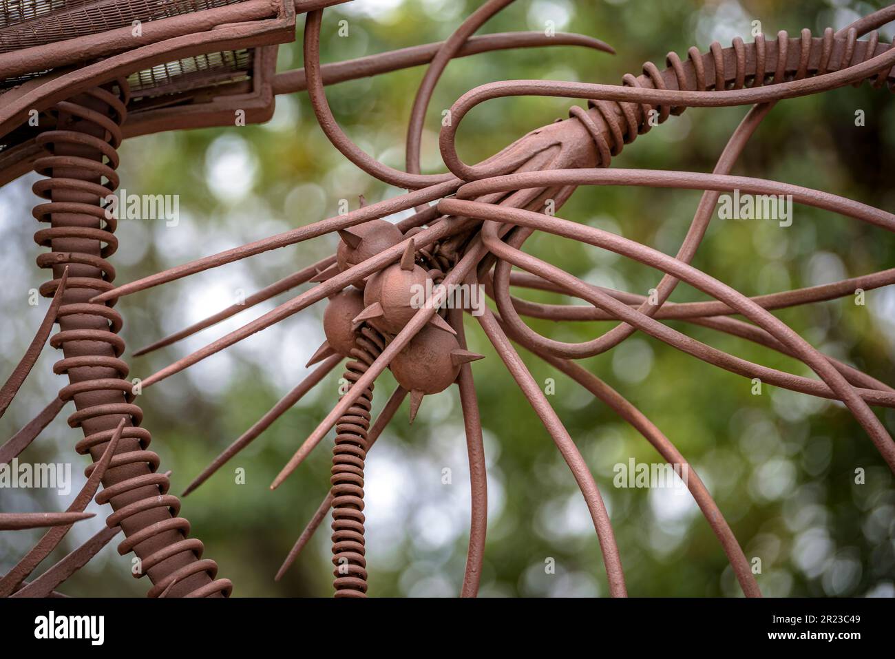 Detail of the wrought iron fence in the Güell Pavilions, a work by ...