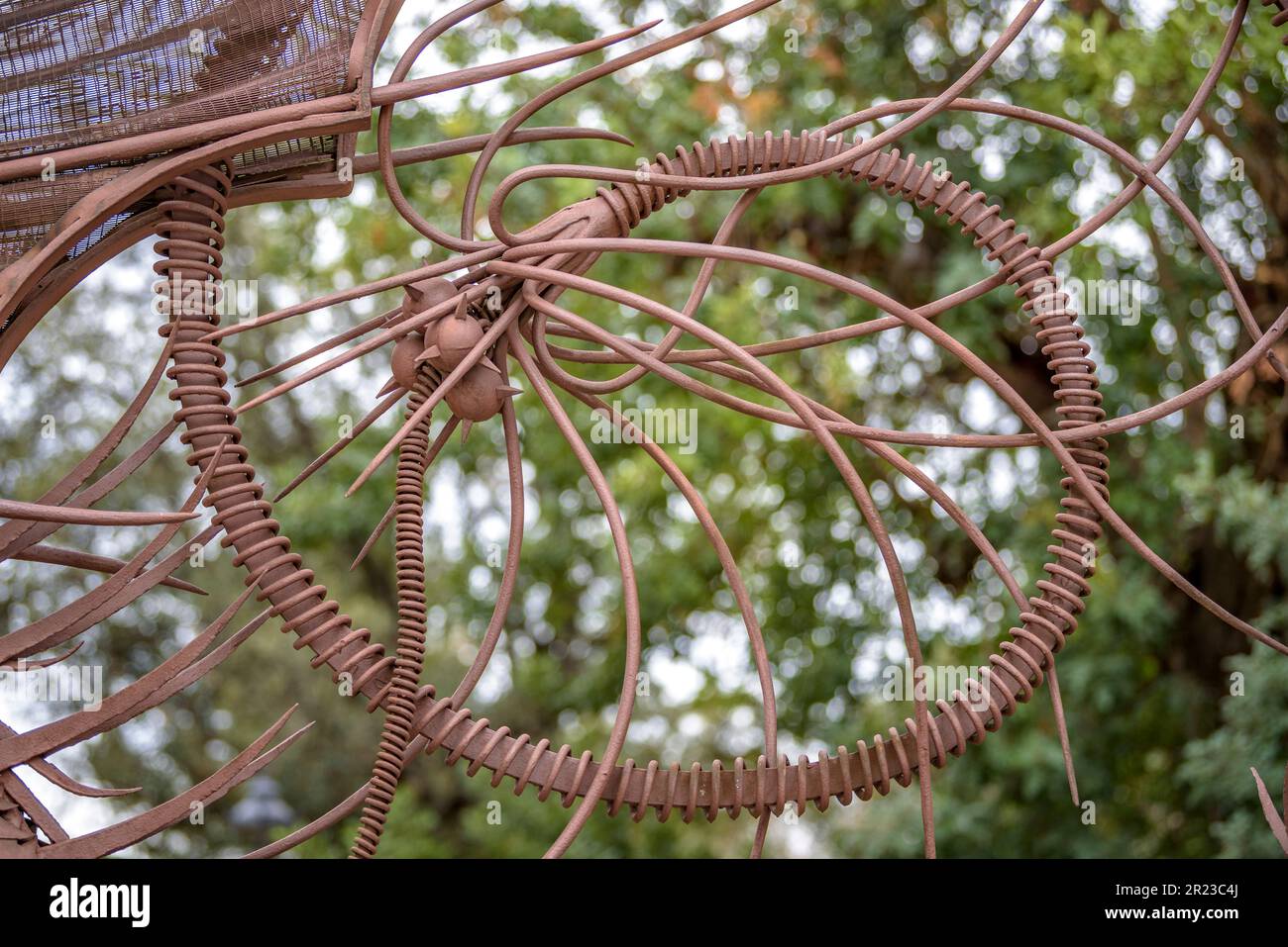 Detail of the wrought iron fence in the Güell Pavilions, a work by ...