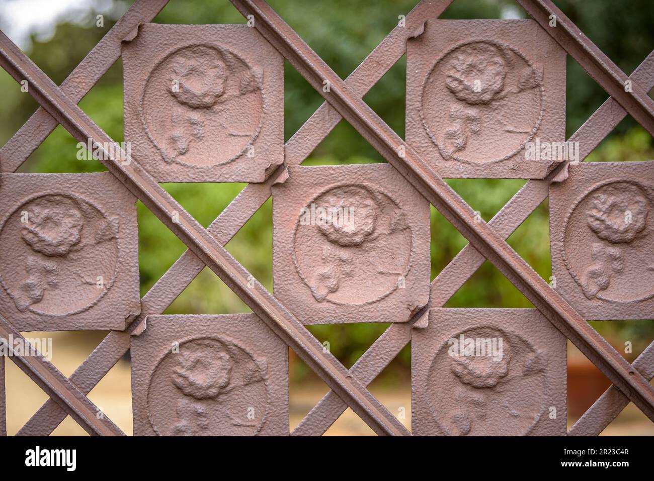 Detail of the wrought iron fence in the Güell Pavilions, a work by ...