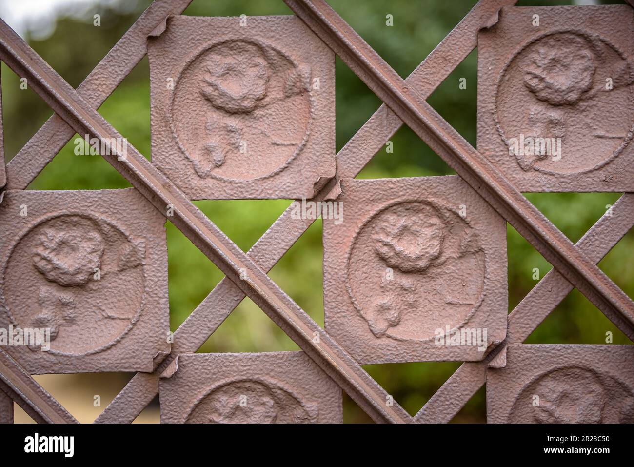 Detail of the wrought iron fence in the Güell Pavilions, a work by ...