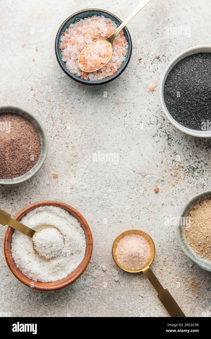 Assorted speciality salt, himalayan pink salt, italian black truffle ...