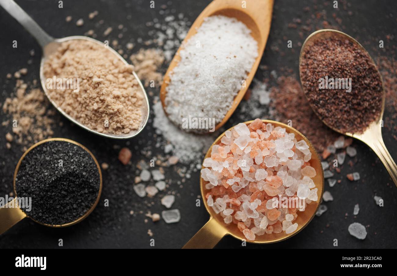 Assorted speciality salt, himalayan pink salt, italian black truffle ...