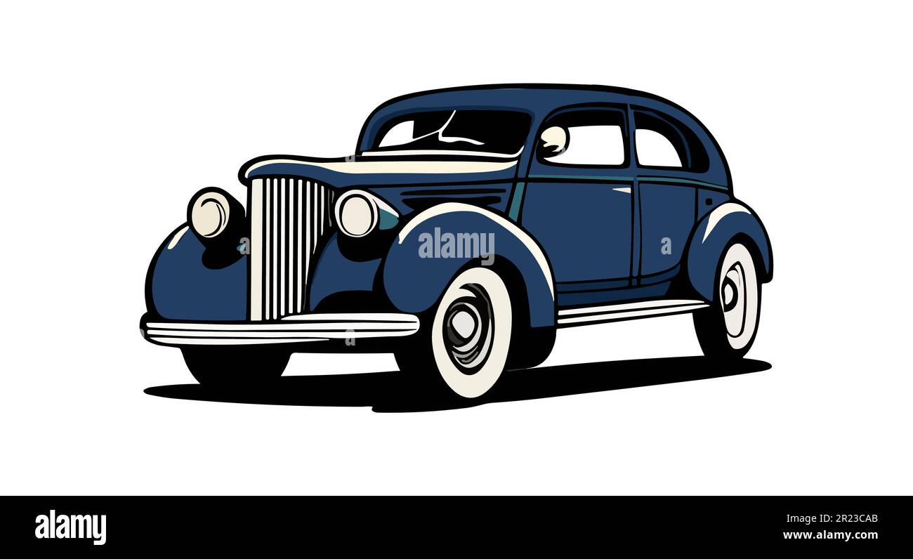 Retro car cartoon vector art illustration isolated Stock Vector Image ...