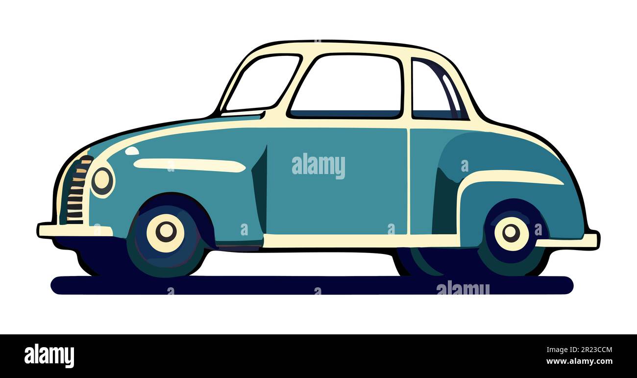 Retro car side view cartoon vector illustration Stock Vector Image ...