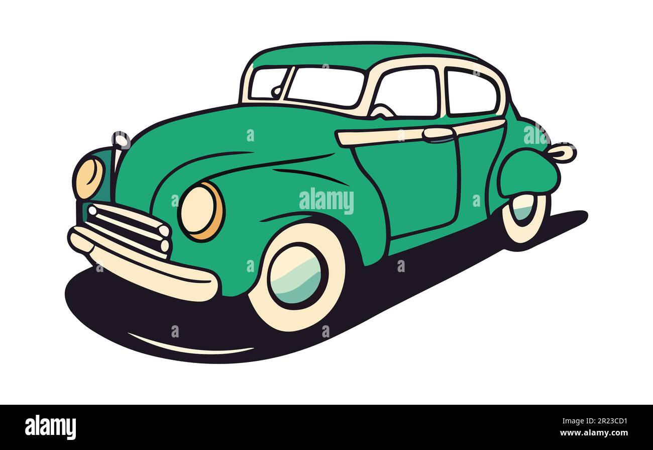 Retro car side view cartoon vector illustration Stock Vector Image ...