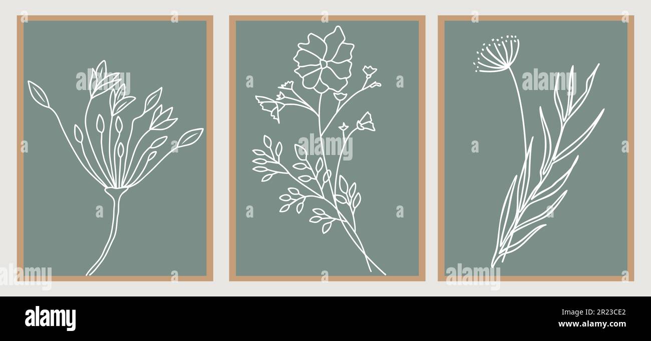 Tiny wild flowers Line Drawing Print Set Stock Vector Image & Art - Alamy