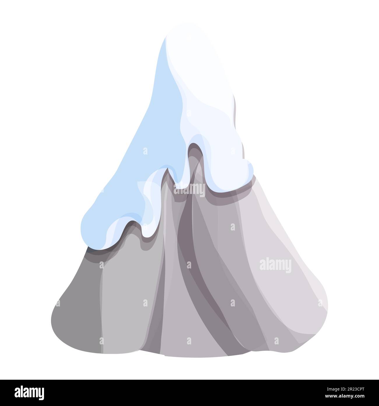Snowy mountain clif boulder isometric game element in cartoon style ...