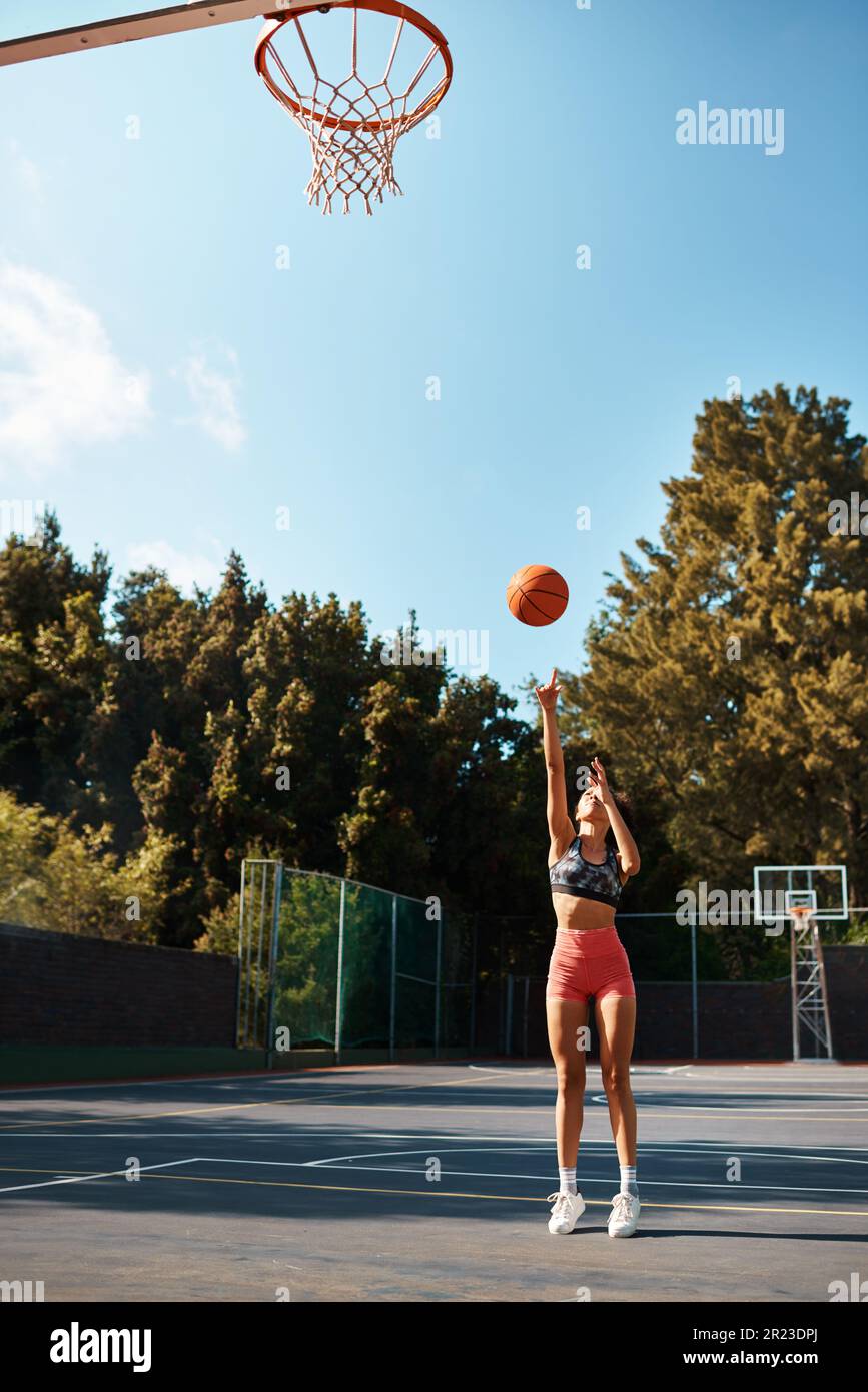 Woman basketball court jump hi-res stock photography and images - Alamy