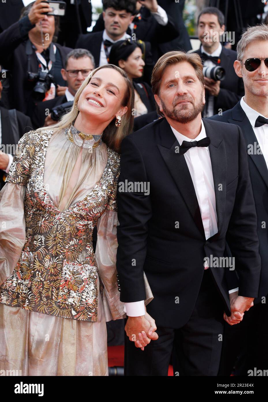 Cannes, France. 16th May, 2023. Brie Larson and Ruben Ostlund attend ...