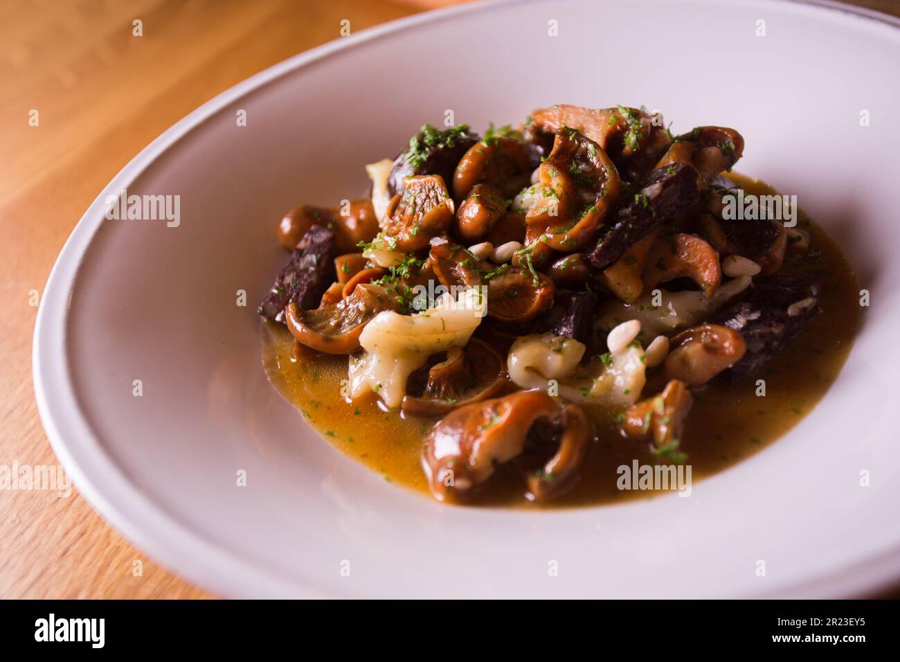 Cuttlefish dish cooked with wild mushrooms. Traditional tapa from ...