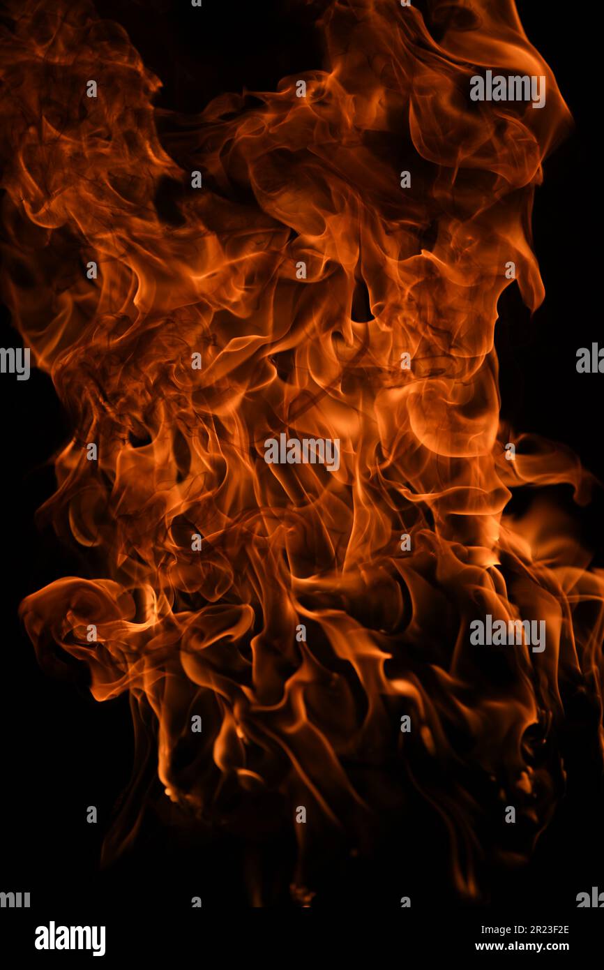 Fire flames on black background. Fire burn flame isolated, abstract ...