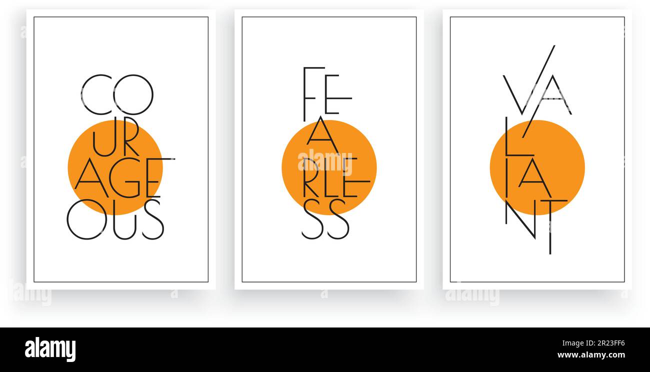 Courageous Fearless Valiant, vector. Scandinavian minimalist art design ...