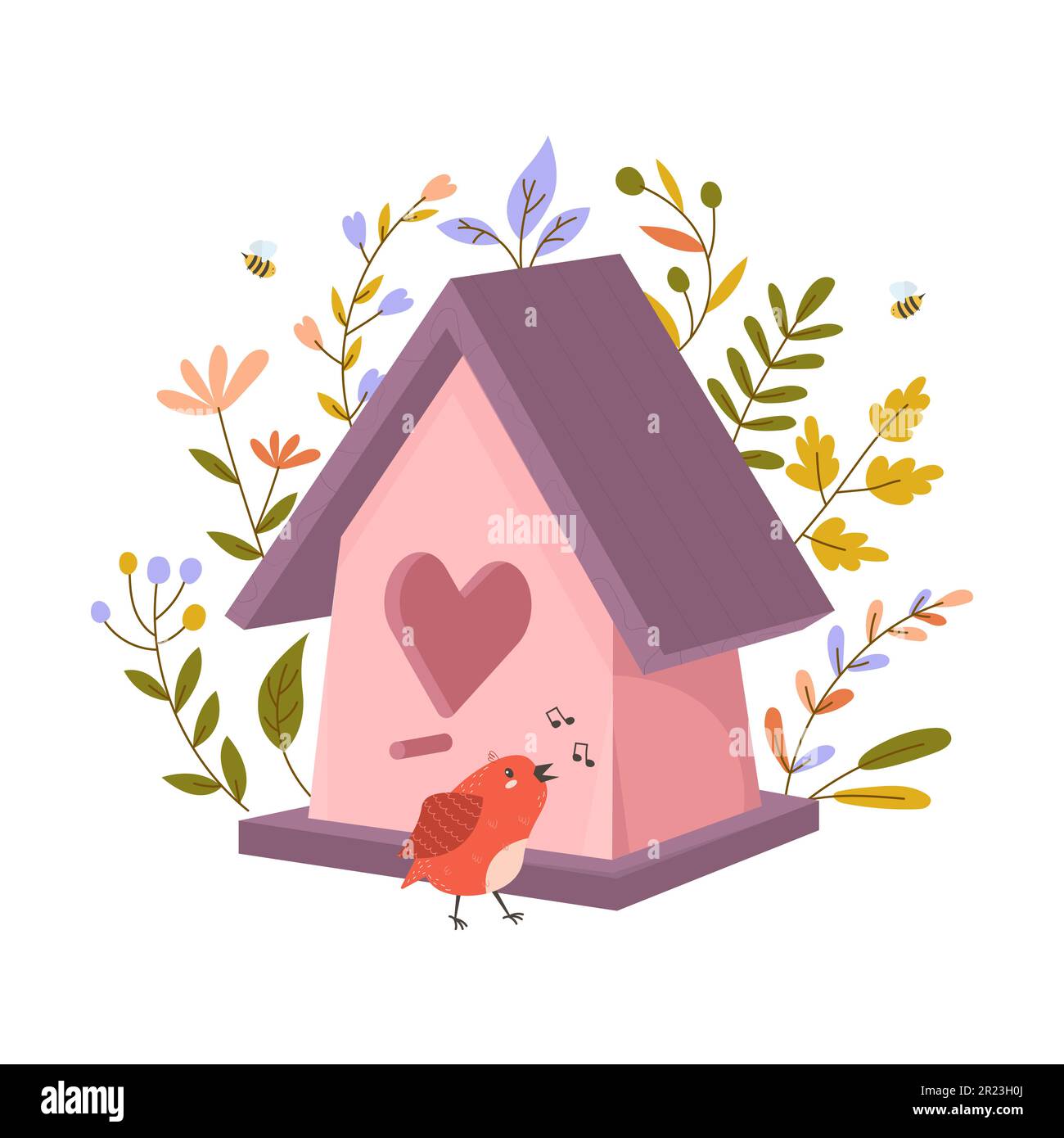 Wooden colorful birdhouse with small birds Stock Vector Image & Art - Alamy
