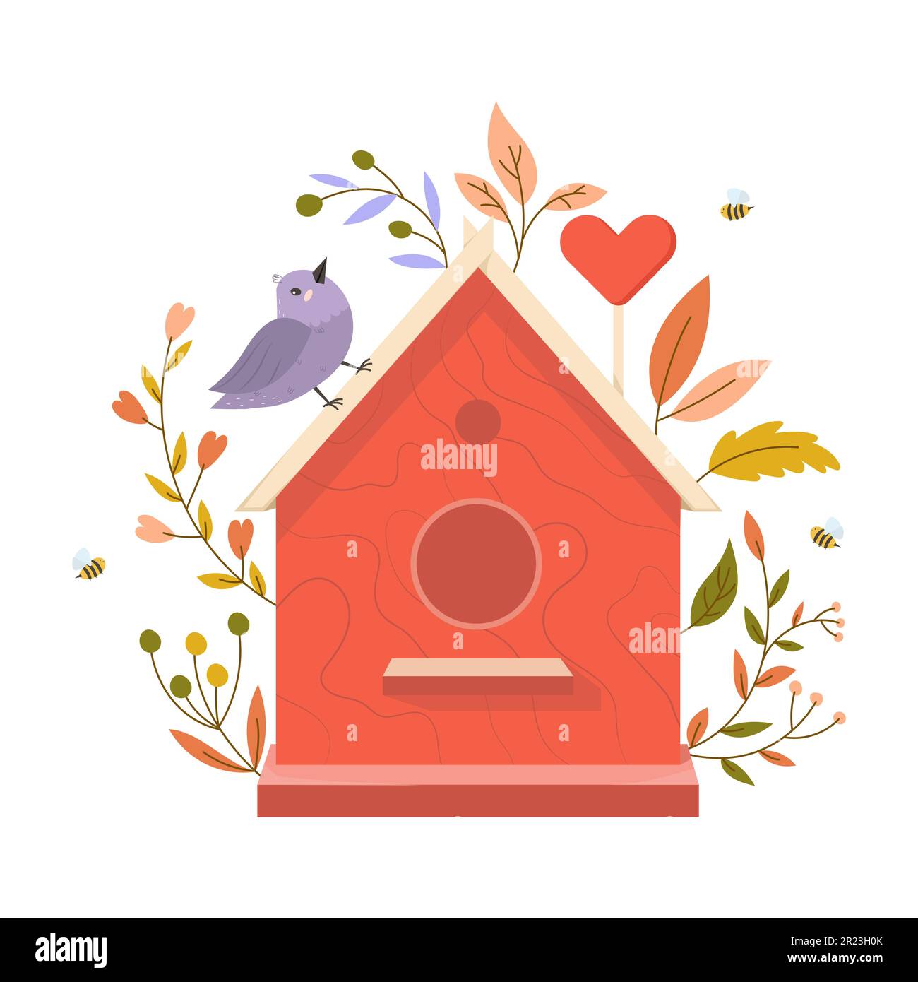 Wooden colorful birdhouse with small birds Stock Vector Image & Art - Alamy