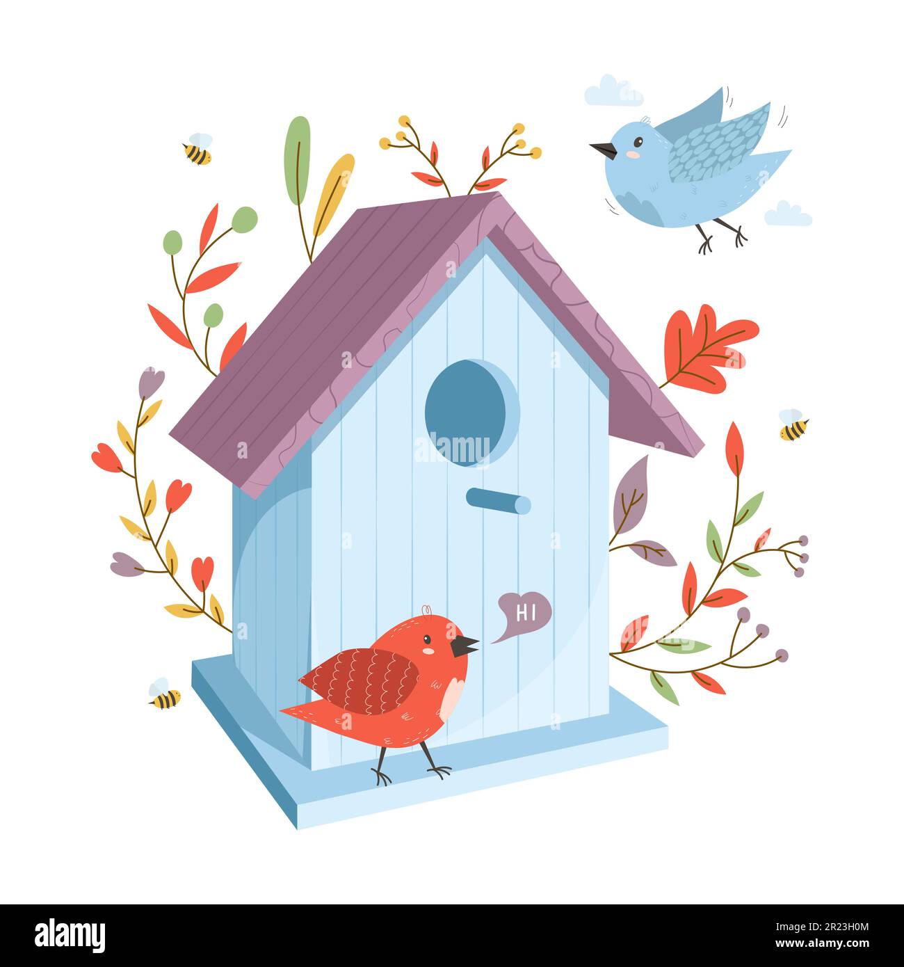 Wooden colorful birdhouse with small birds Stock Vector Image & Art - Alamy