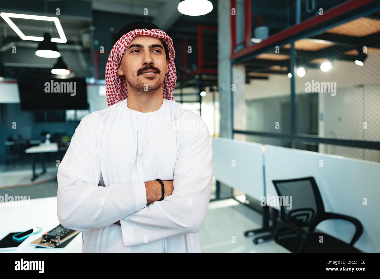 Successful muslim businessmen in traditional outfit in his office Stock ...