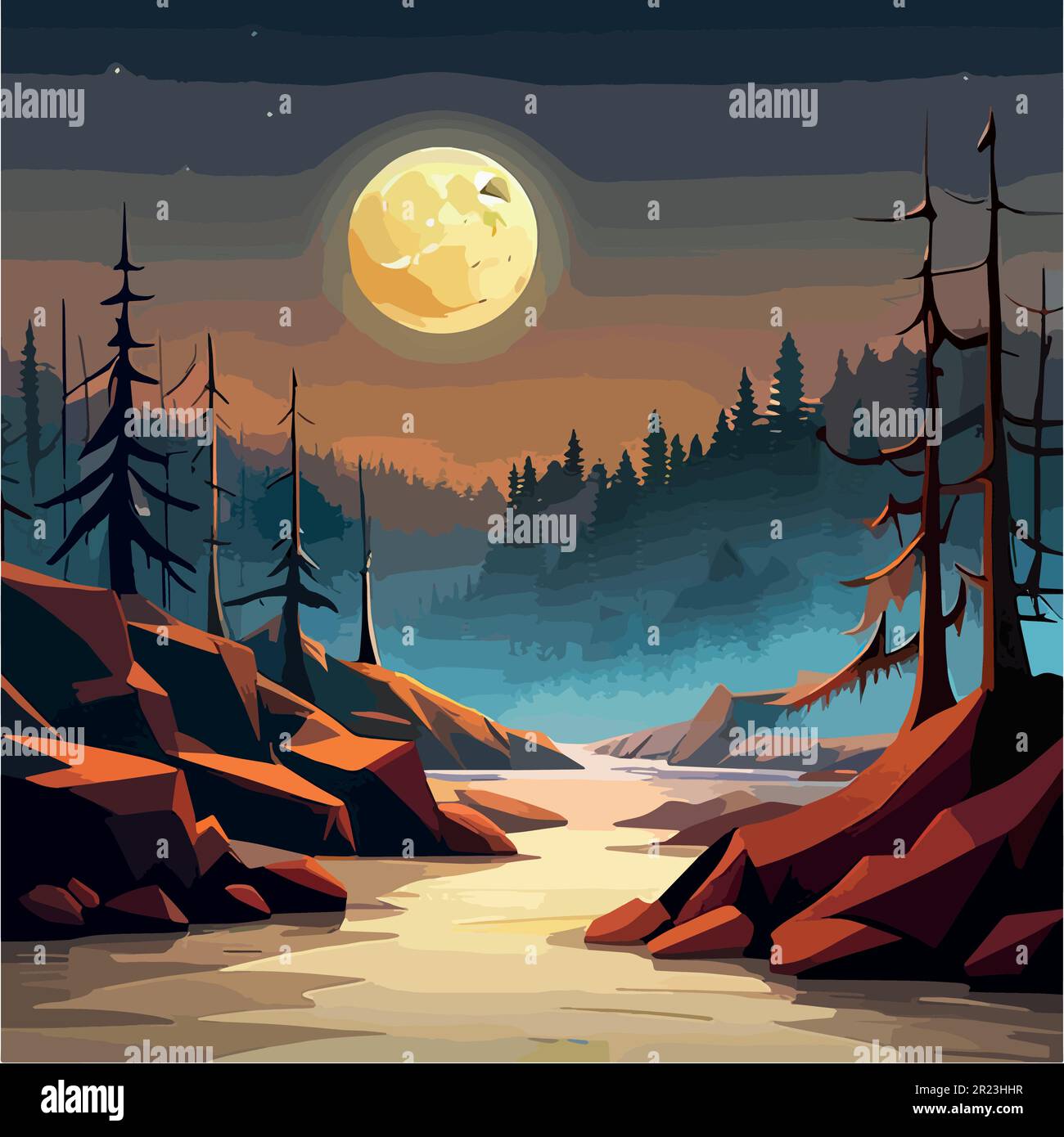 Pond woodland Stock Vector Images - Alamy
