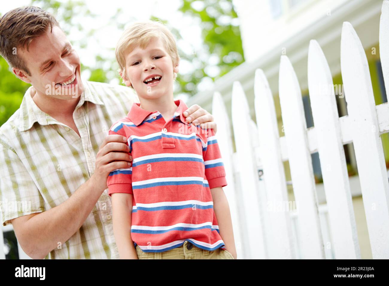 Spending good times with his father. A happy father and son spending ...