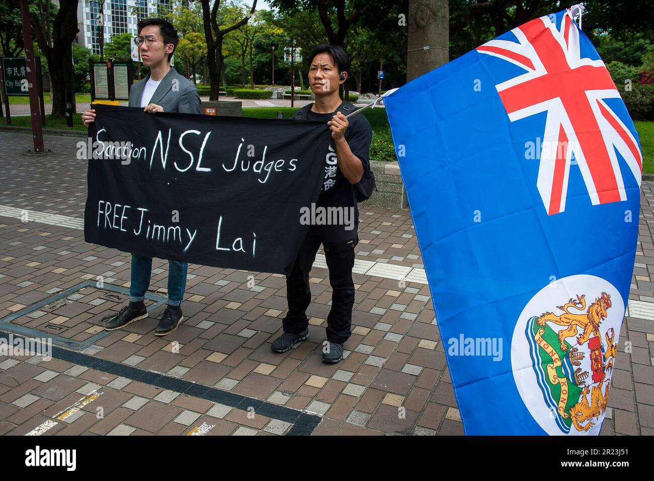 Taipei. 17th May, 2023. Pro-democracy activists for Hong Kong ...
