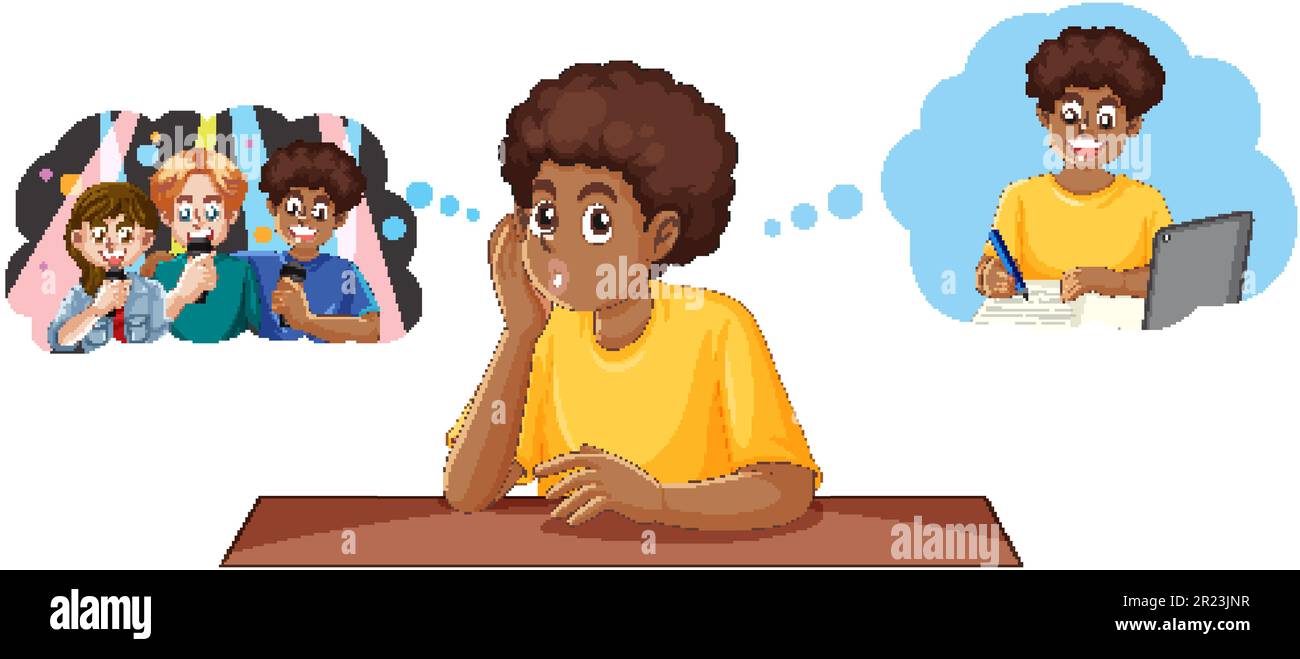 Teenage Boy Thinking About Party illustration Stock Vector Image & Art ...