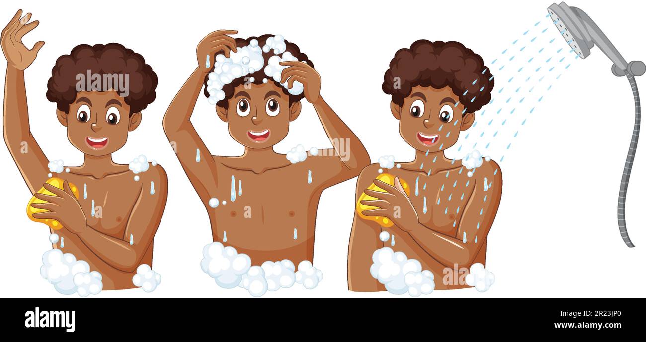 Teenager showering Stock Vector Images - Alamy