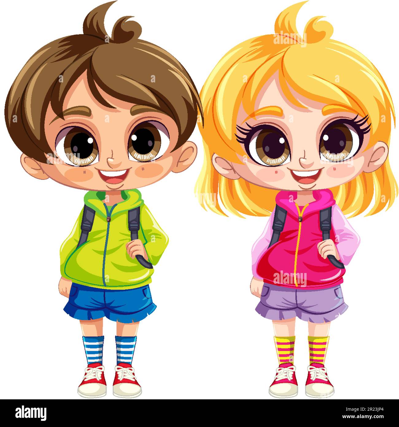 Adorable Couple Kids Cartoon Characters illustration Stock Vector Image ...