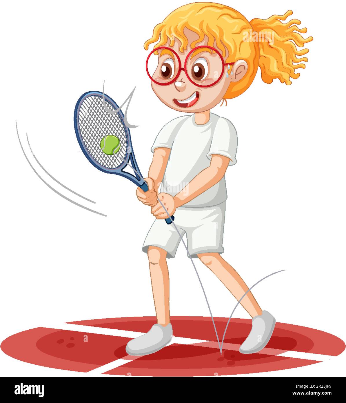 A girl playing tennis cartoon character illustration Stock Vector Image ...