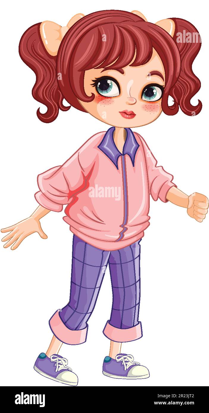 Girl wearing casual outfit cartoon character illustration Stock Vector ...