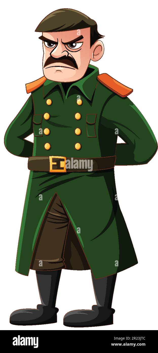 Serious Military Officer with Grumpy Expression illustration Stock ...