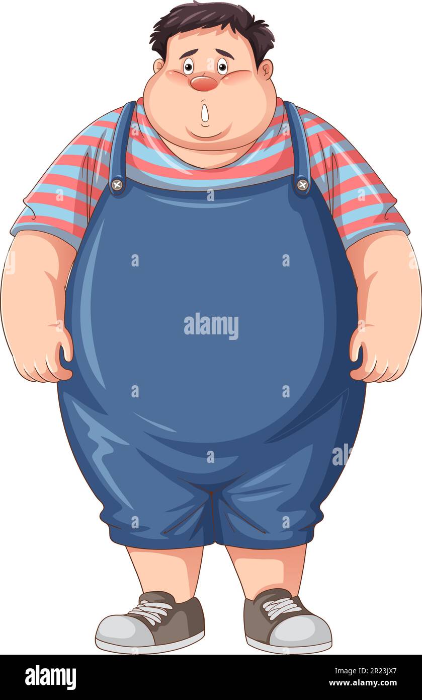 Unconfident Overweight Man Cartoon Character illustration Stock Vector ...