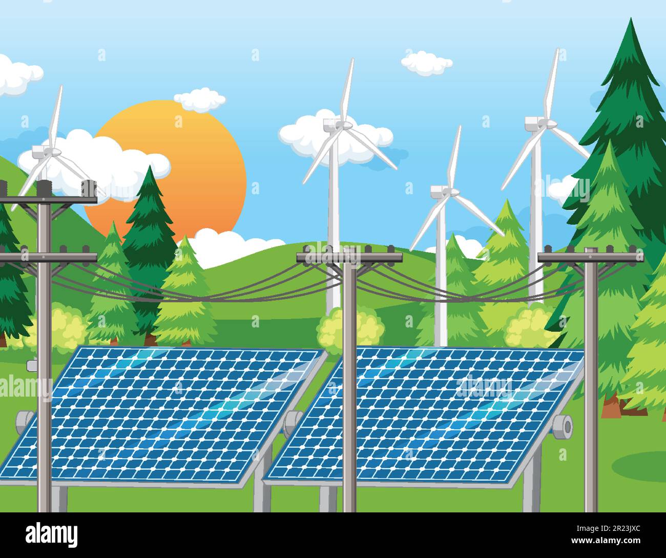 Green energy generated from natural resources vector concept ...
