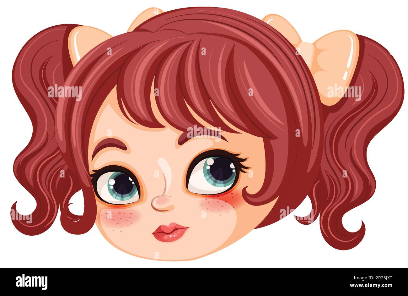 Cute Girl Cartoon Character with Big Eyes illustration Stock Vector ...