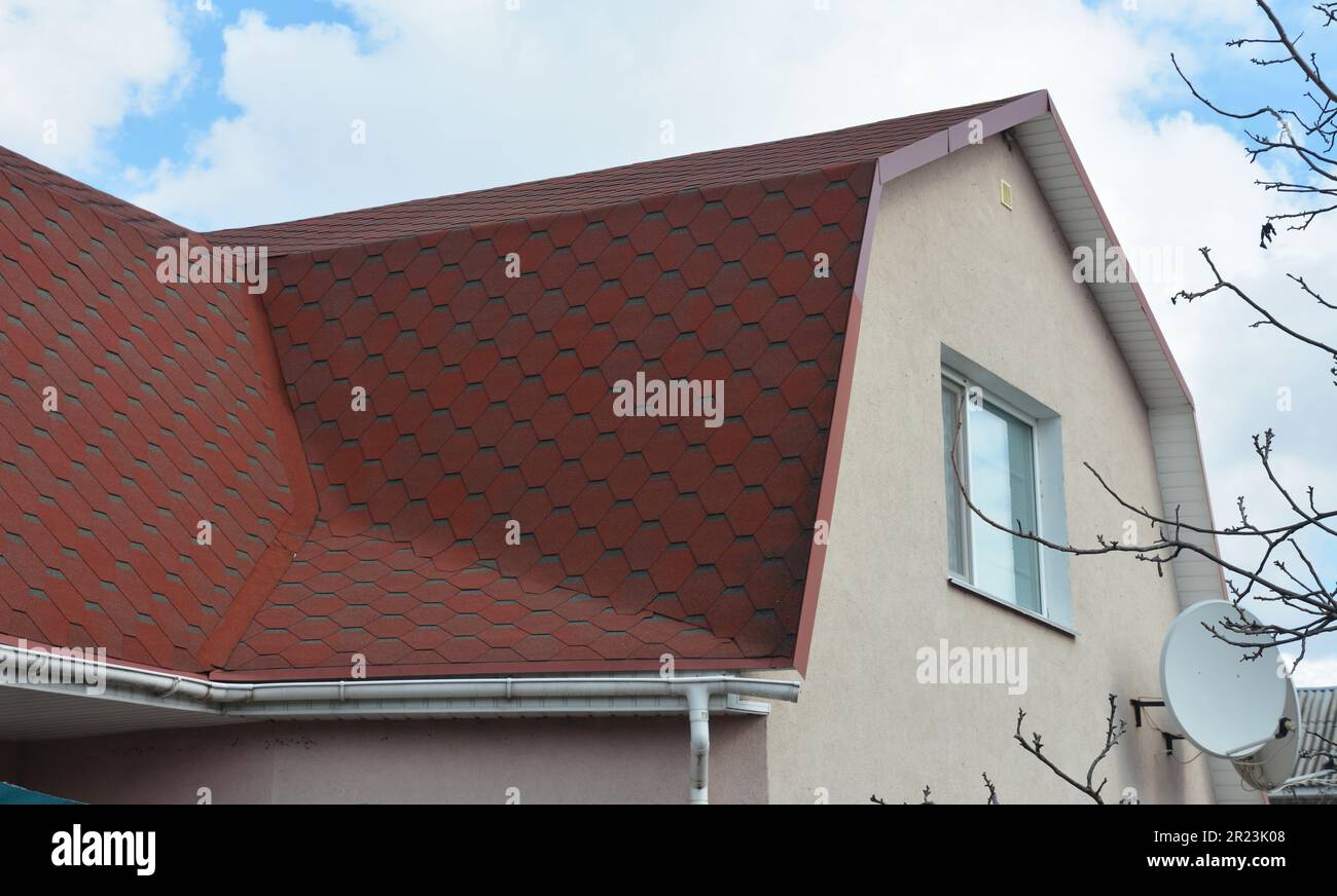 Attic house asphalt shingles waterprofing in roofing construction ...