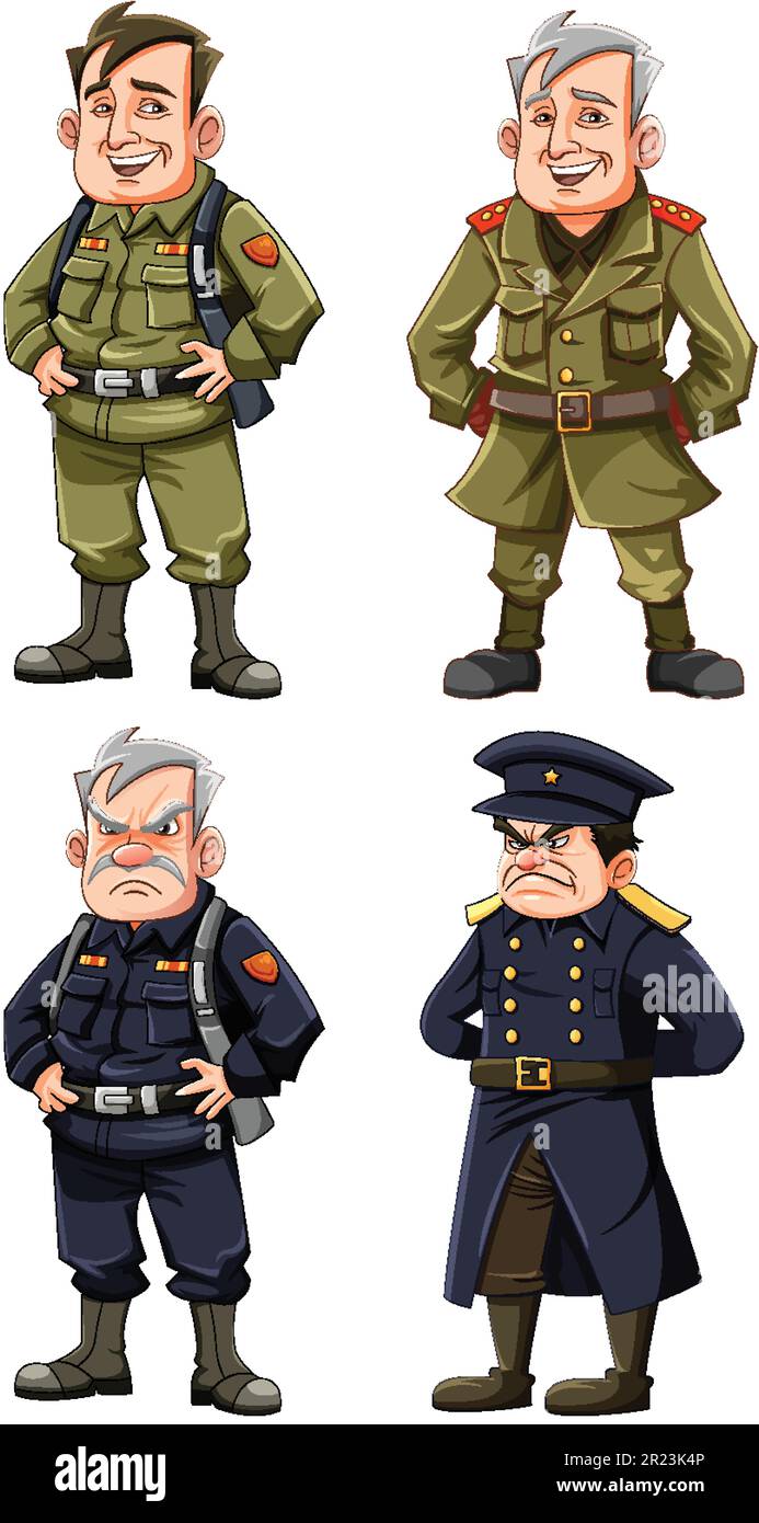 Set of army officer cartoon illustration Stock Vector Image & Art - Alamy