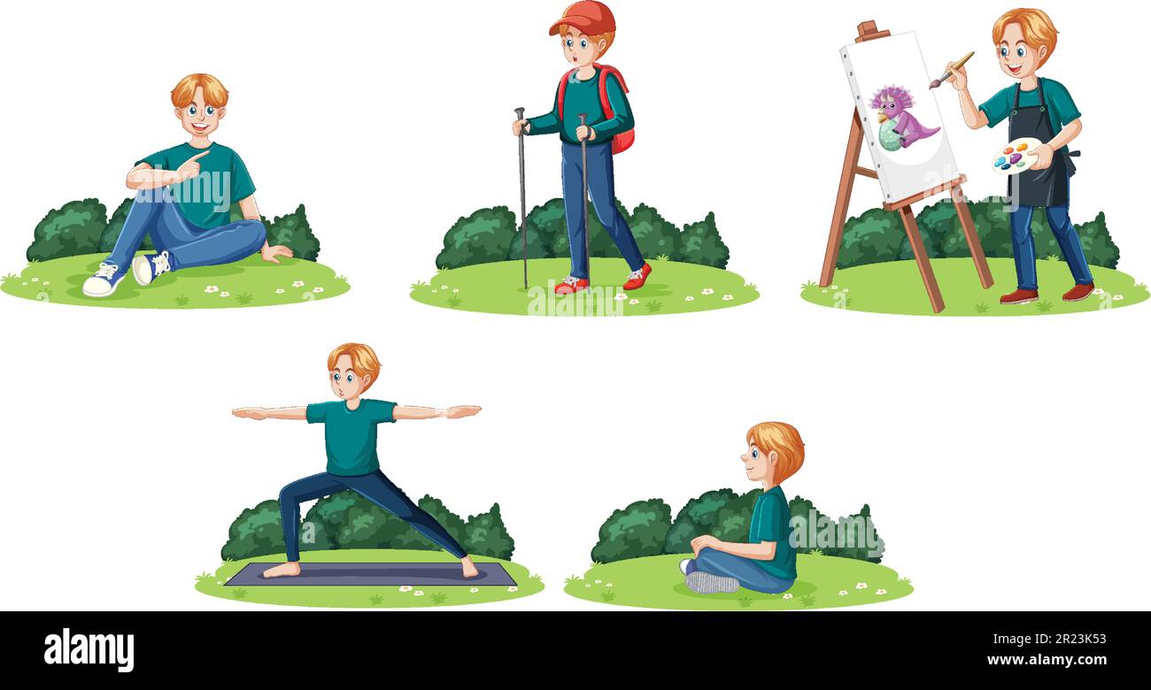 Set of teen with outdoor activity illustration Stock Vector Image & Art ...